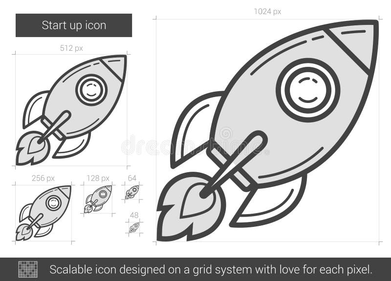 Start up line icon. stock vector. Illustration of rocket - 83313617
