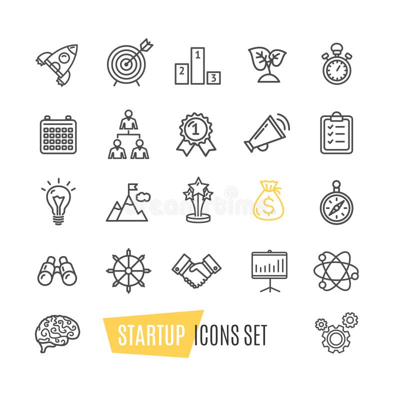 Start Up Motivation Brainstorming Icon Set. Vector Stock Vector ...