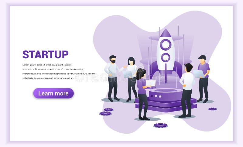 Start Up Project Concept Business Development. People Working on Rocket ...