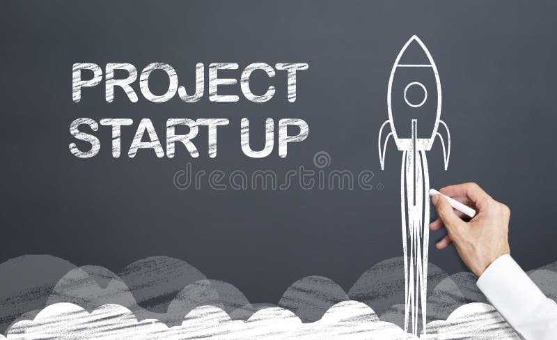 Start Up Project Concept with Rocket on Blackboard Stock Photo - Image ...
