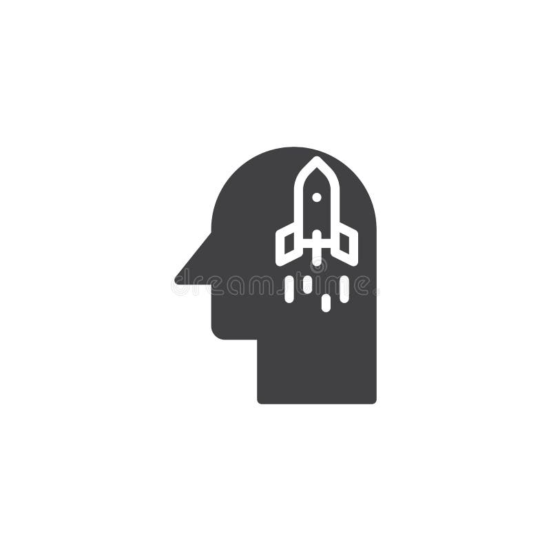 Start Up Rocket in Human Head Vector Icon Stock Vector - Illustration ...