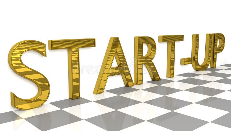 Start Up Sign in Golden Glossy Letters Stock Illustration ...