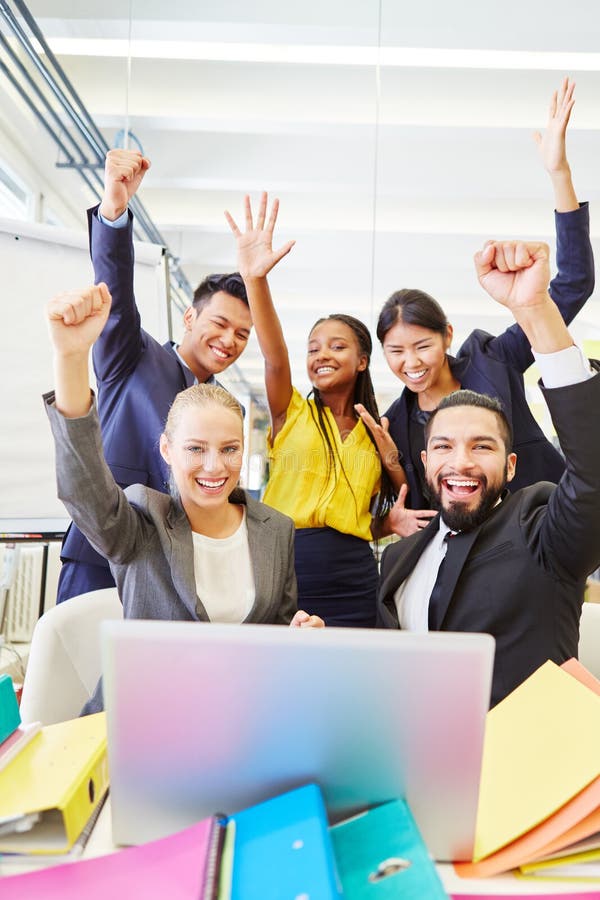 Team Celebrating and Cheering Stock Image - Image of start, advice ...
