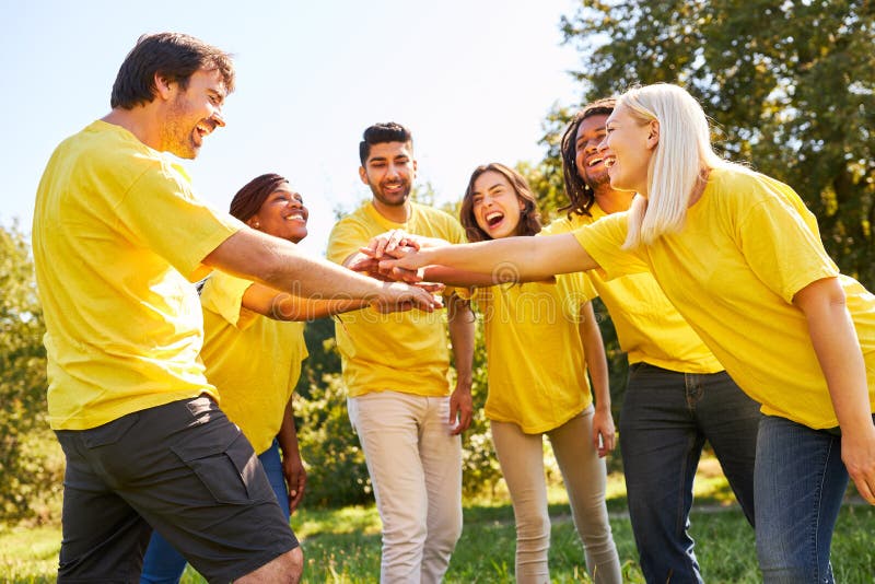 Young People in the Start-up Team Stack Hands and Celebrate Success ...