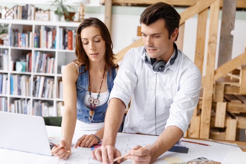 Start-up Team of Two Young People Stock Image - Image of colleagues ...