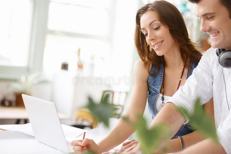 Start-up Team of Two Young People Stock Image - Image of looking ...