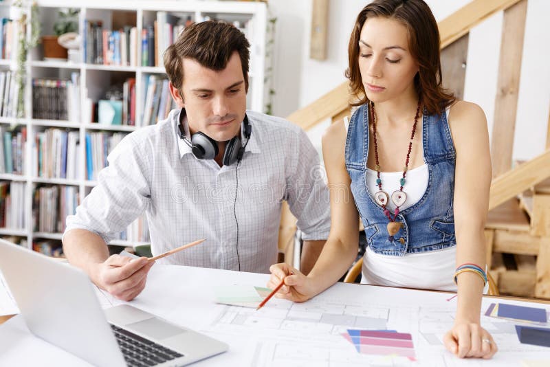 Start-up Team of Two Young People Stock Photo - Image of adult, desk ...