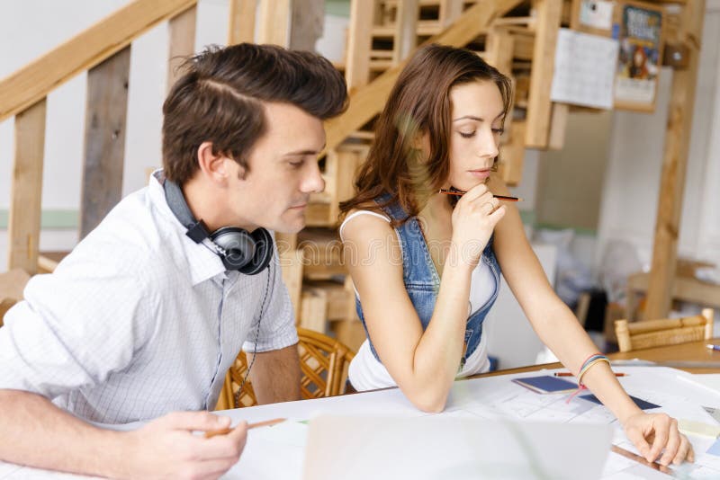 Start-up Team of Two Young People Stock Photo - Image of happiness ...