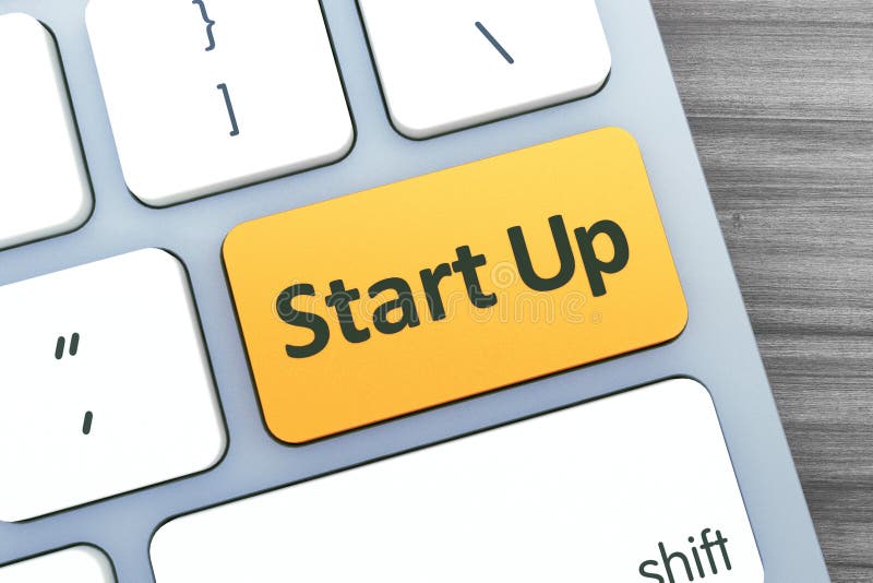 Start Up Text on a Button on Modern Computer Keyboard. Top View Stock ...