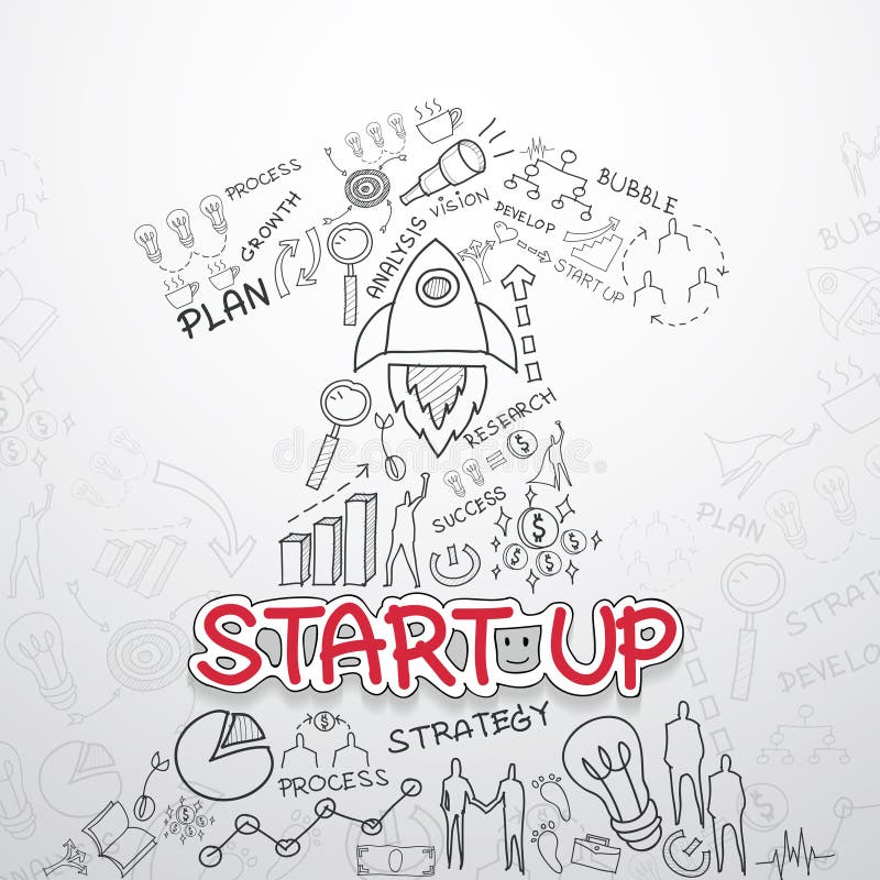 Start Up Text, with Creative Drawing Charts and Graphs Business Success ...