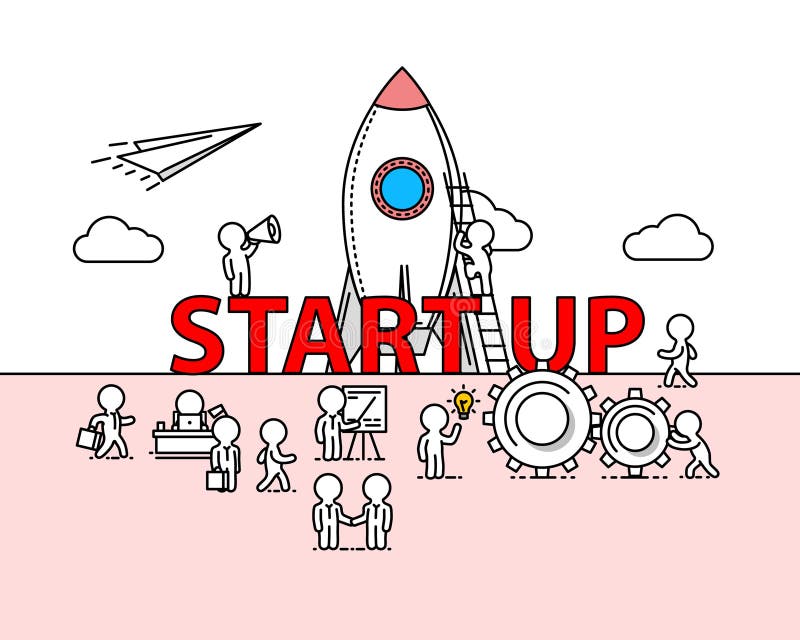 Start Up Text Work Office with People Stock Vector - Illustration of ...