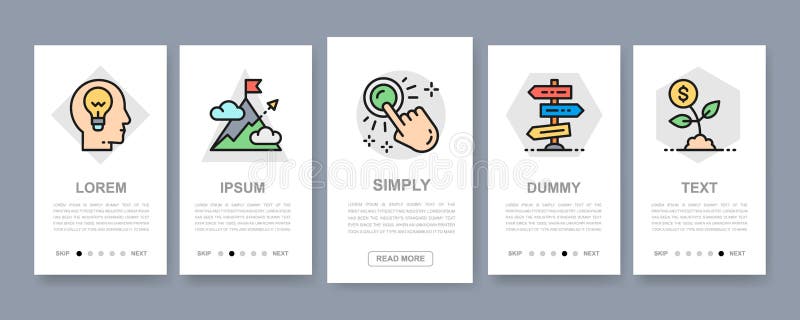 Start Up Vertical Banners Set. Modern Thin Line Flat Icons for Website ...