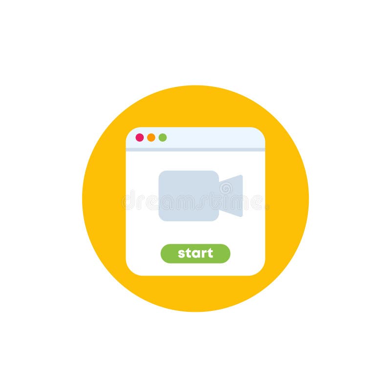 Start Video Stream Icon, Flat Vector Stock Vector - Illustration of ...