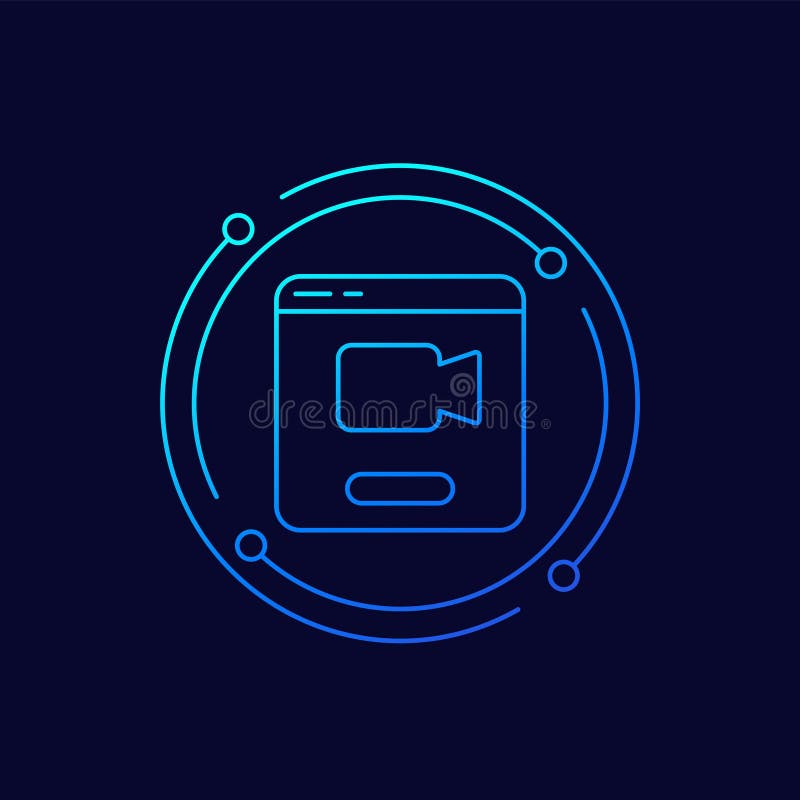 Start Video Stream Icon, Linear Design Stock Vector - Illustration of ...