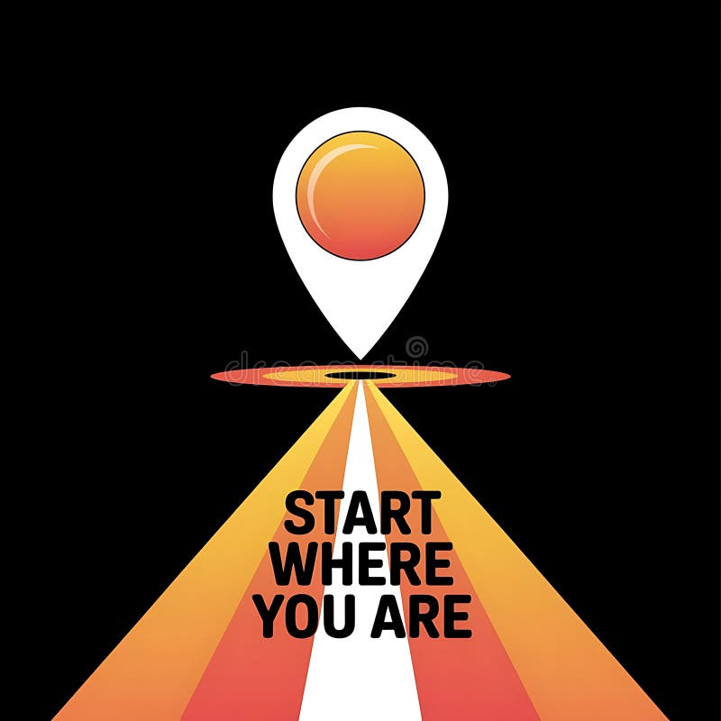 Start Where You are GPS Map Pin with Motivational Path, with Thick ...