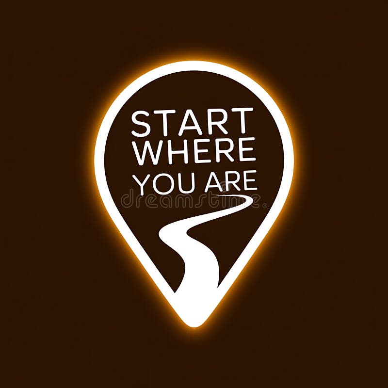 Start Where You are GPS Map Pin with Motivational Path, with Thick ...