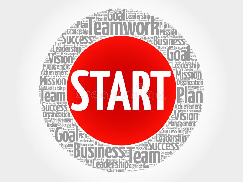 Start word cloud collage stock illustration. Illustration of beginning ...