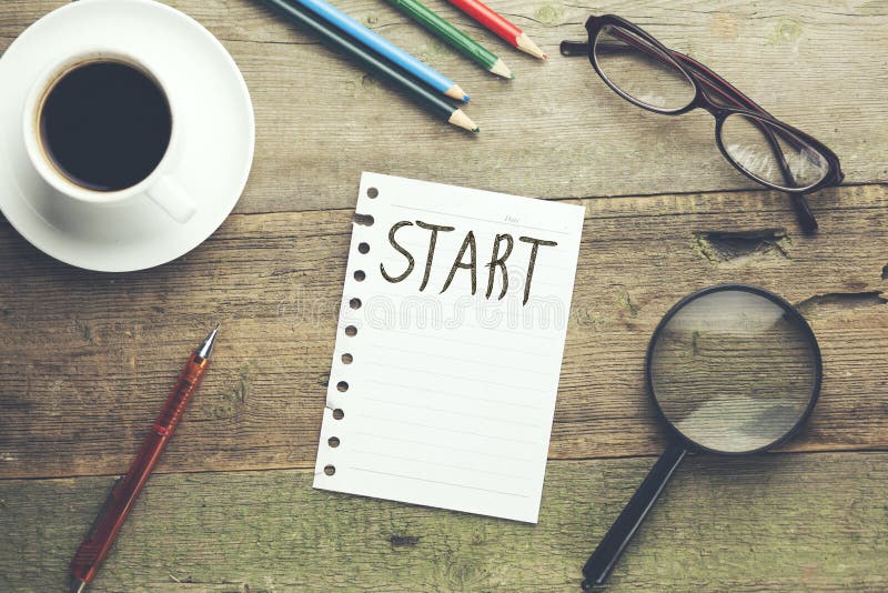 Start word on paper stock photo. Image of media, global - 158903638