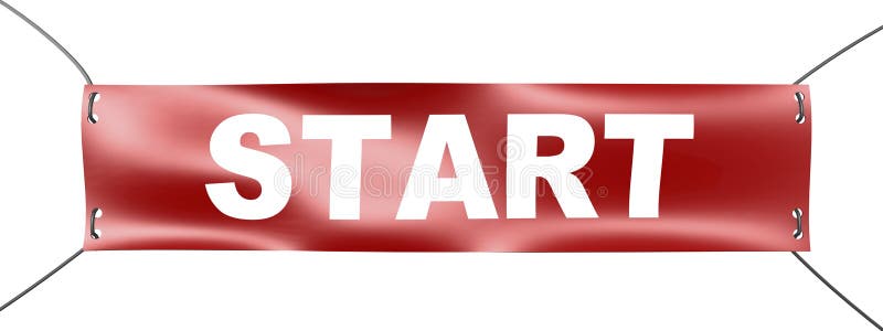 Start word on red banner stock illustration. Illustration of canvas ...
