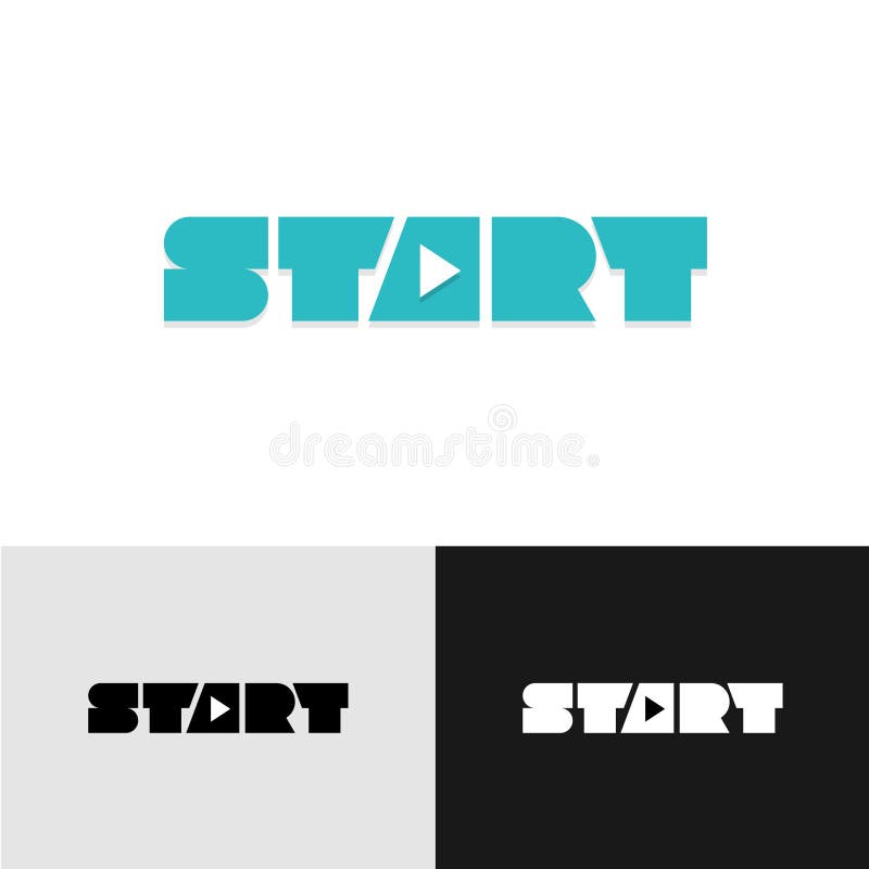 Start Word Text Logo with Play Triangle Symbol Inside. Stock Vector ...