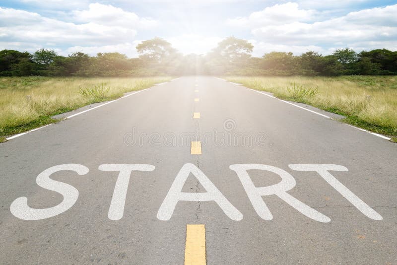 Start Word Writen On Asphalt Road With Natural Background Stock Photo ...