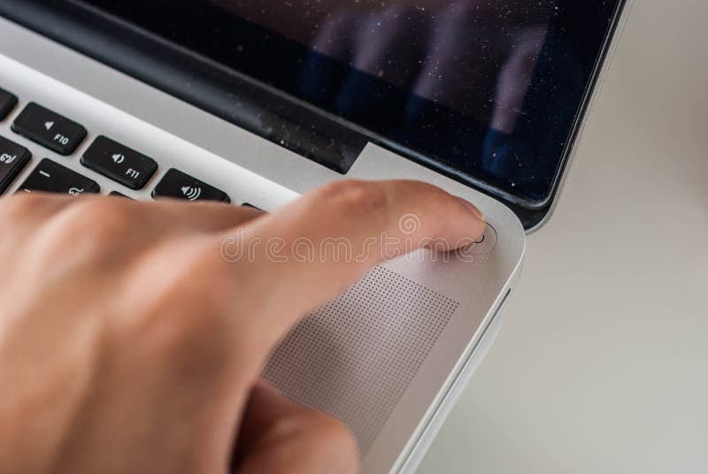 Finger Pressing Power Button Laptop Stock Photos - Free & Royalty-Free ...