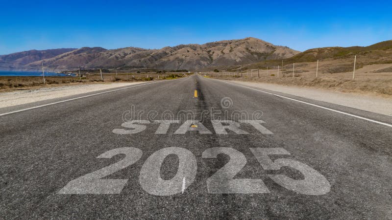 Start 2025 Written on Highway Road To the Mountain Stock Photo - Image ...