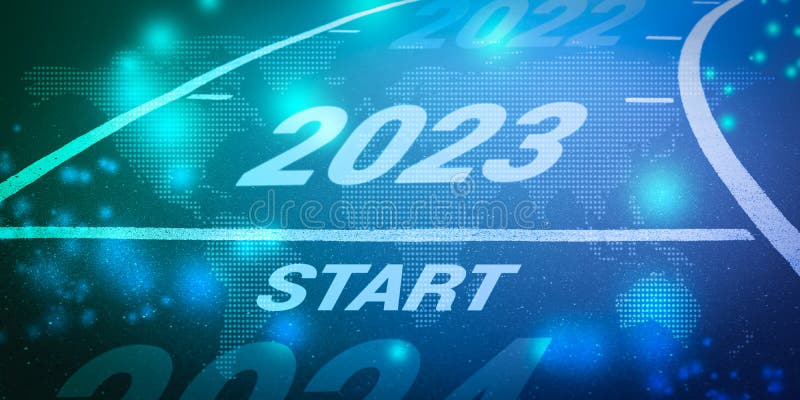 Start of the Year 2023 on an Abstract Background with a Treadmill and a ...