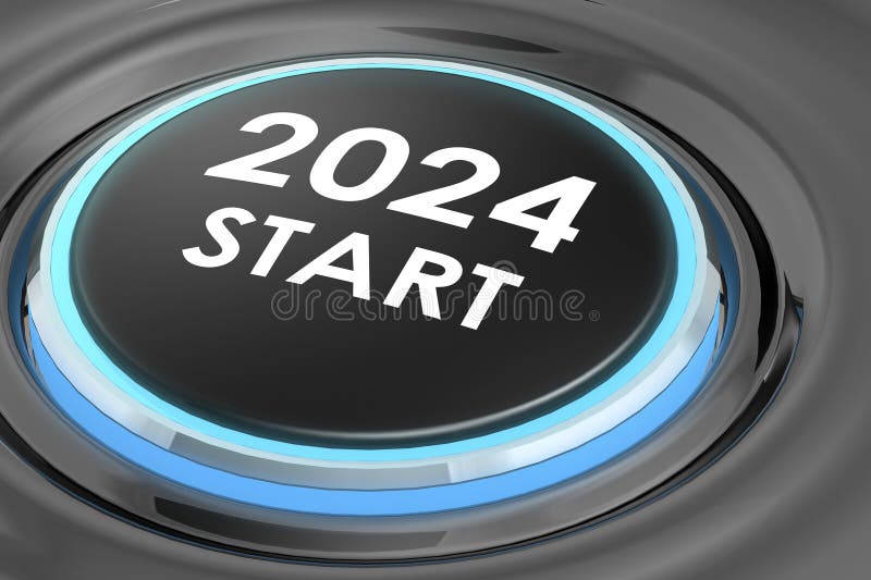 Start of year 2024 button stock illustration. Illustration of ...
