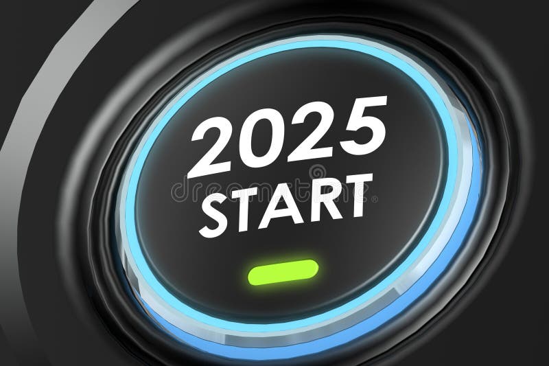Start of year 2025 button stock illustration. Illustration of touch ...