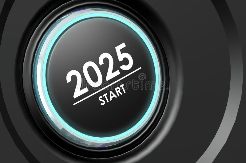 Start of year 2025 button stock illustration. Illustration of concept ...