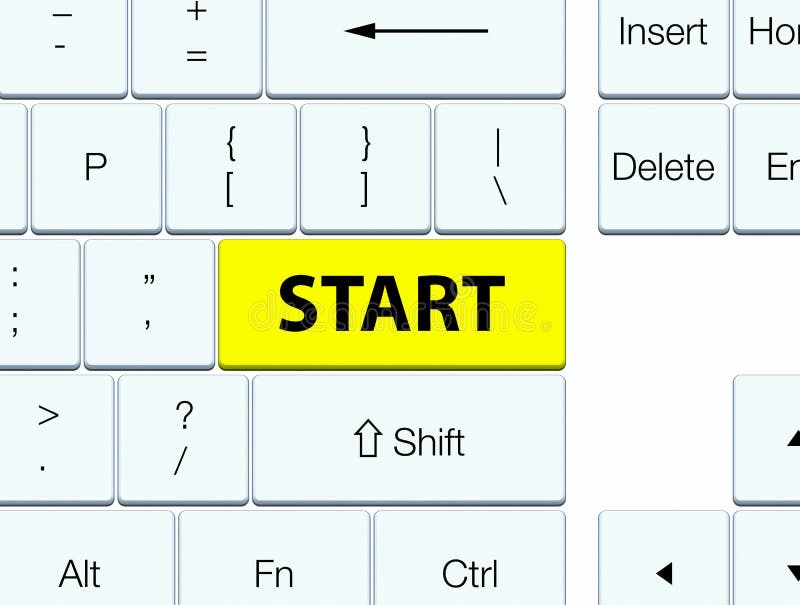 Start Yellow Keyboard Button Stock Illustration - Illustration of ...