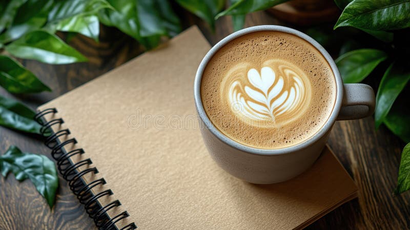 Blank Journal Pages and Coffee in the Morning, Rustic Top Down View ...