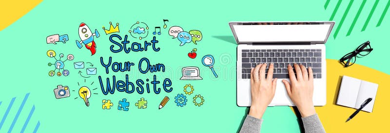 Start Your Own Website with Person Using a Laptop Stock Photo - Image ...