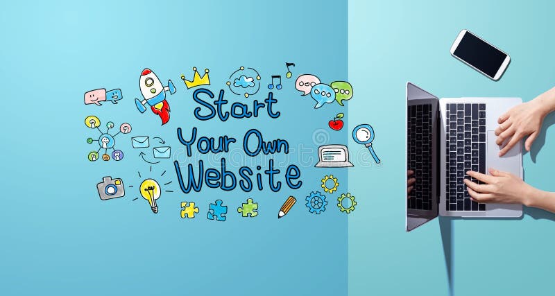 Start Your Own Website with Person Working with Laptop Stock ...