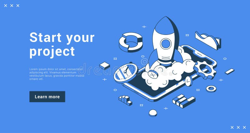 Start Your Project Isometric Internet Banner Landing Page with Place ...