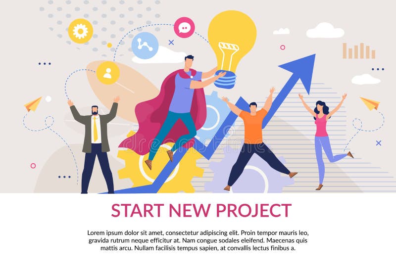 Starten Sie Ein Neues Projekt-Flat-Poster Im Business Style Vektor ... Starten Sie Ein Neues Projekt-Flat-Poster Im Business Style Vektor ...