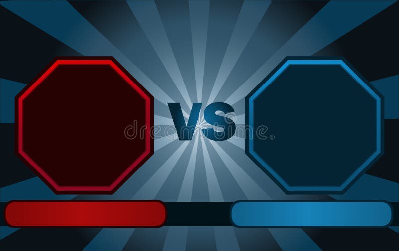 Fighter Versus Screen with Blank Octagonal Frames, Vector Illustration ...