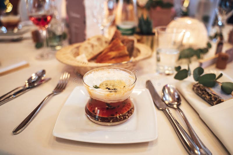 Starter or Appetizer Served at a Formal Dinner Stock Image - Image of ...