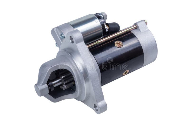Starter for a Car with Solenoid Isolated on White Background Stock ...