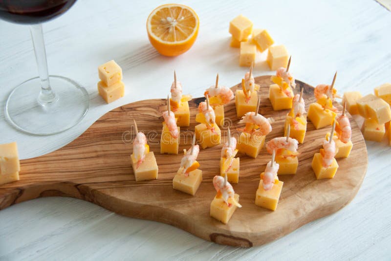 Starter Idea: Shrimps with Cheese and Lemon Stock Photo - Image of ...