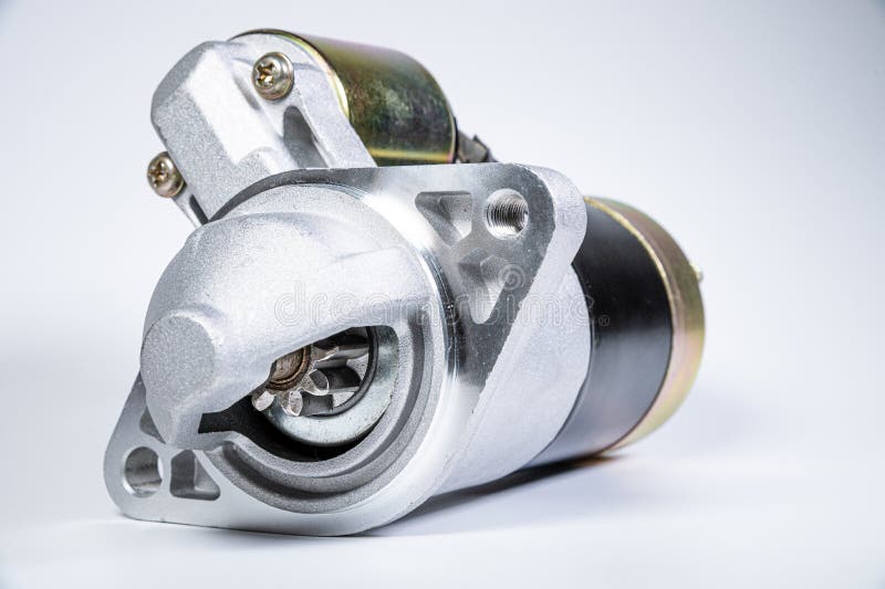 Part of the Starter for a Car Close-up, Isolated on a White Background ...