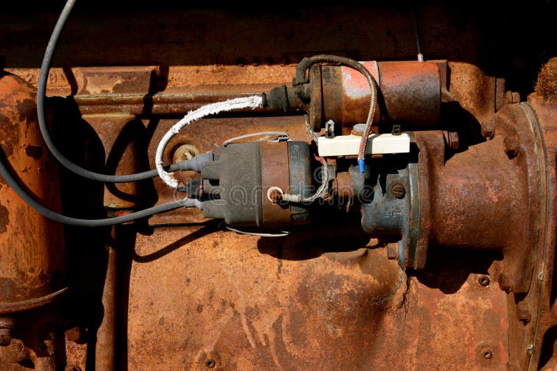Starter Wiring and Ignition on an Old Tractor Stock Image - Image of ...