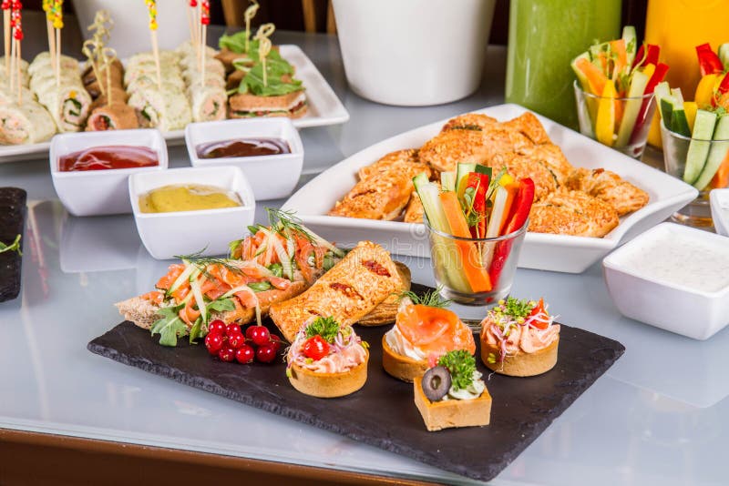 Canapes and other snacks stock photo. Image of finger - 157993066