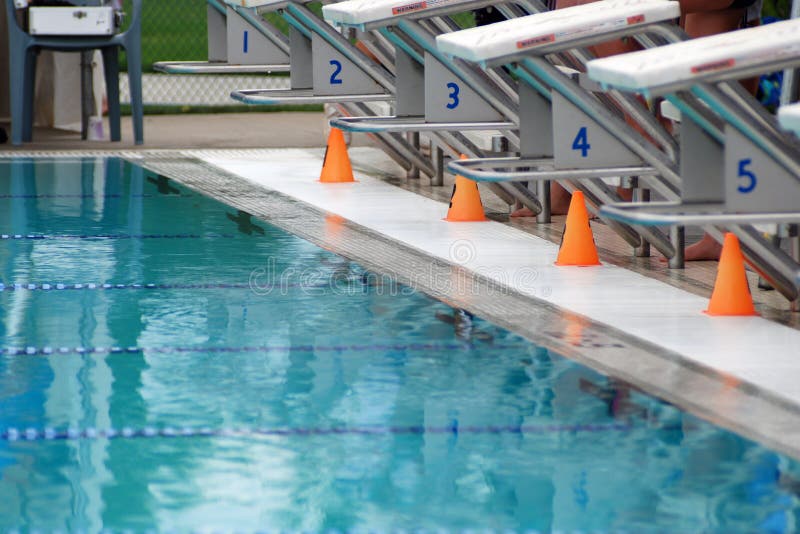 Starting Blocks Swimming Pool Stock Photo - Image of blue, competition ...