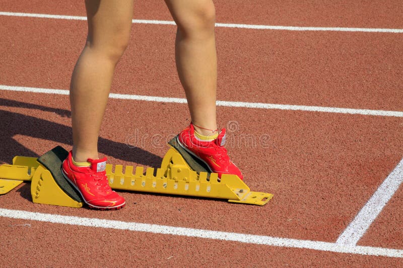 Starting Blocks and the Athlete S Leg Stock Photo - Image of sports ...