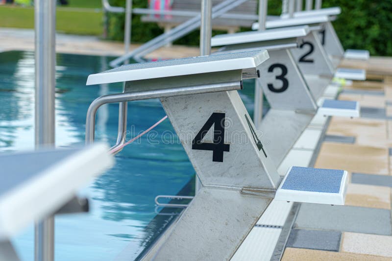 Starting Blocks for Diving into the Pool Stock Photo - Image of hotel ...
