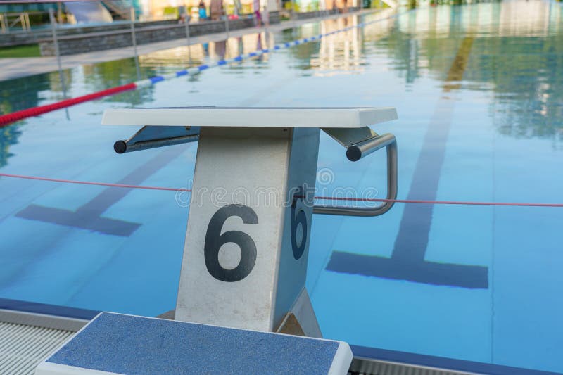 Starting Blocks for Diving into the Pool Stock Photo - Image of pool ...