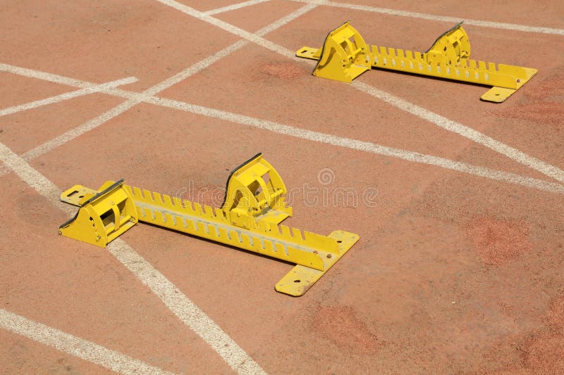 Starting Blocks in the Plastic Stock Photo - Image of track, sprint ...