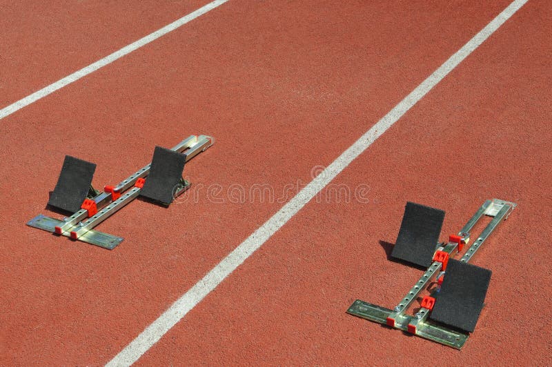 Starting Blocks on Running Track Stock Image - Image of sprint, tartan ...